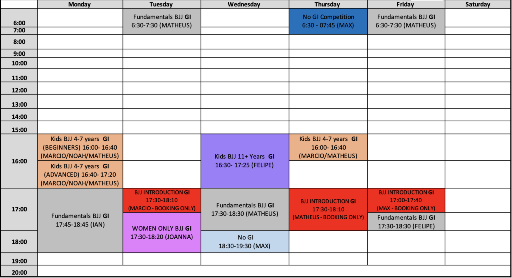 Timetable – Lemos Jiu Jitsu Academy